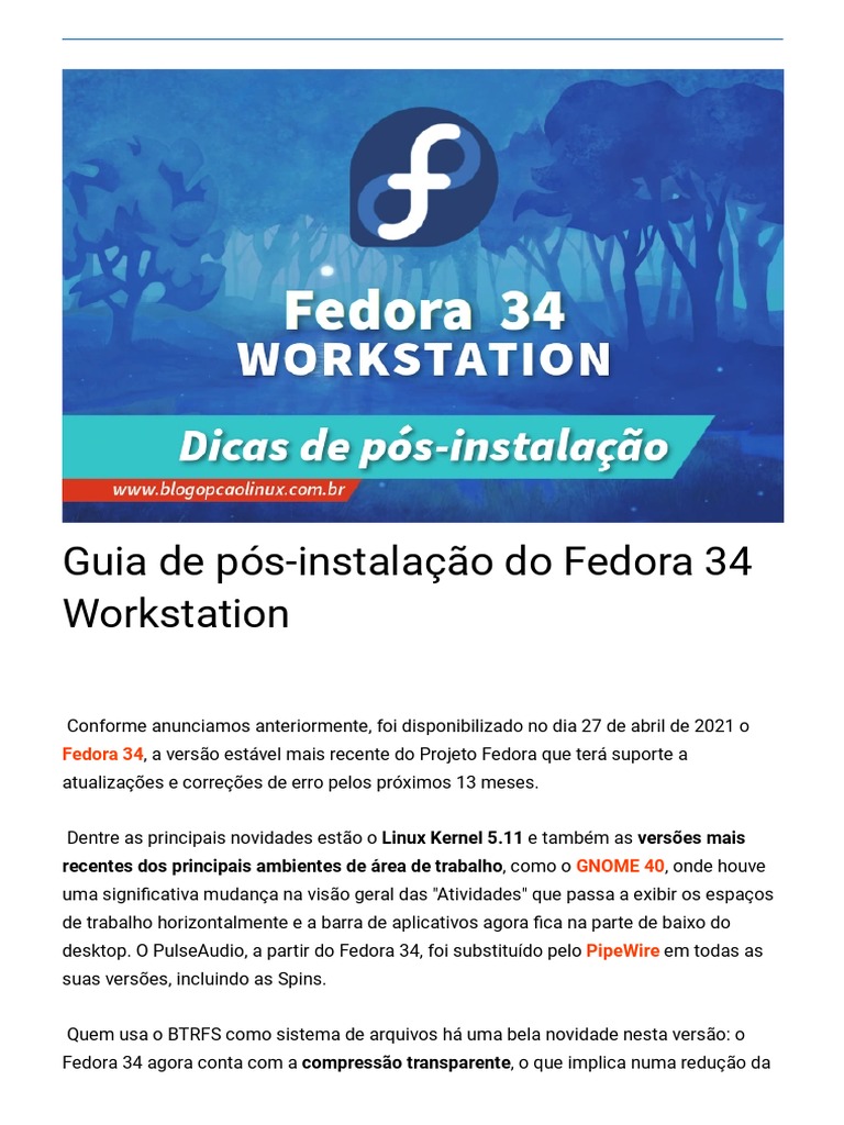Guia completo para configuração e personalização do Fedora 34 ...