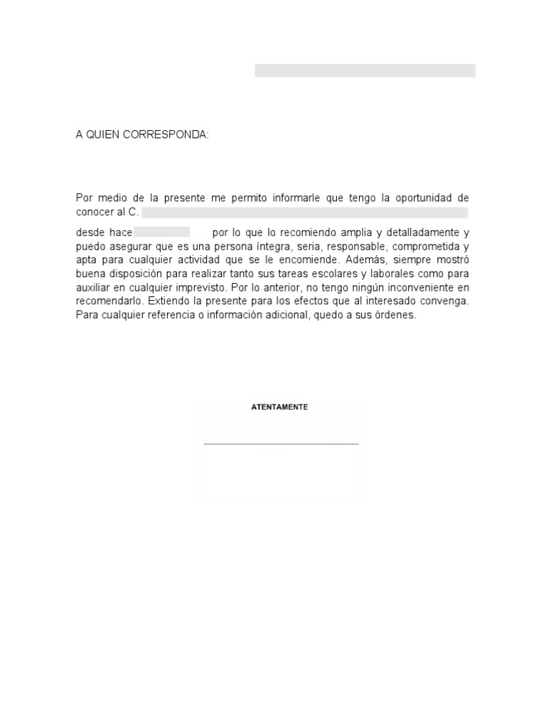 Formato Carta de Recomendación | PDF