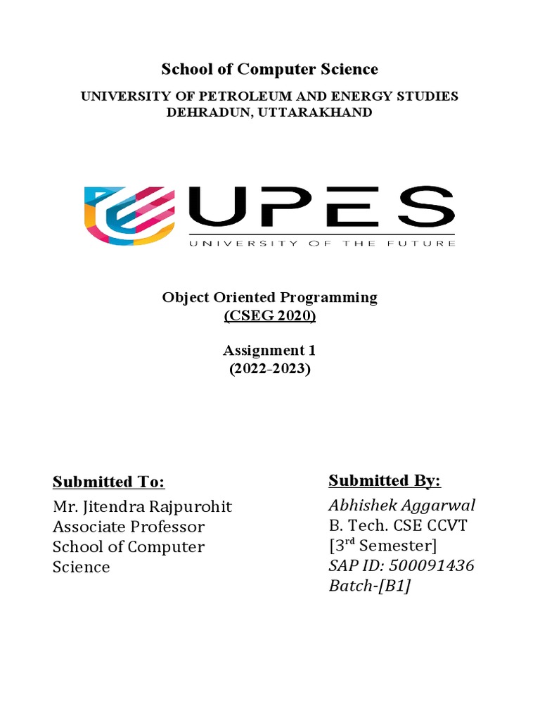 Object Oriented Programming Assignment | PDF | Class (Computer Programming) | Method (Computer ...