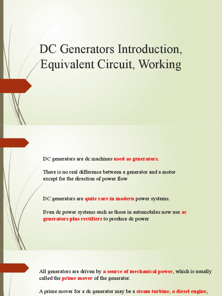 DC Generator Equivalent Circuits Explained | PDF | Electric Generator ...