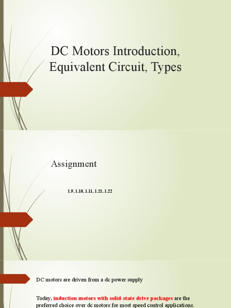 DC Motors Introduction, Equivalent Circuit, Types | PDF | Electric ...