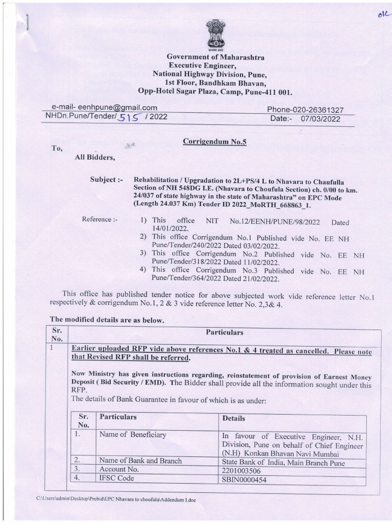 Corrigendum No 5 | PDF | Business