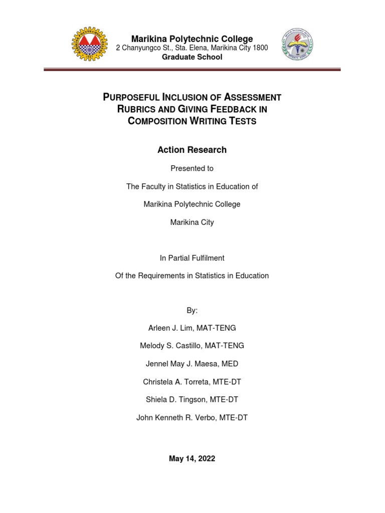 Sample Research | PDF | Educational Assessment | Rubric (Academic)