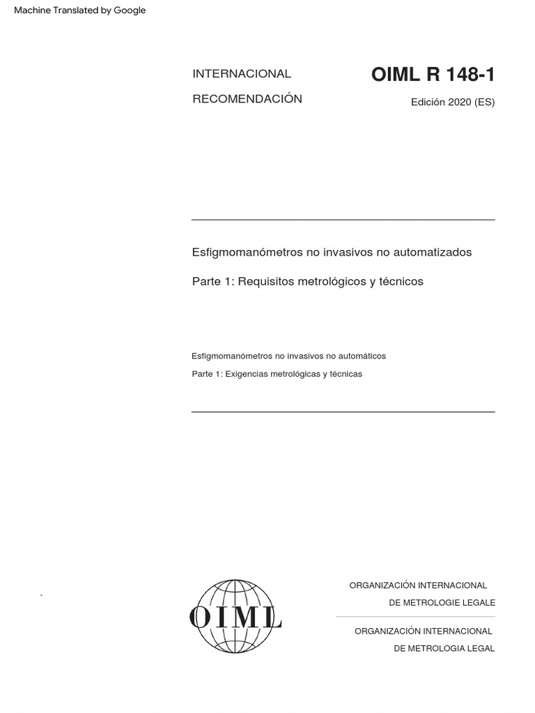 OIML R 148-1: Internacional Recomendación | PDF | Presión sanguínea ...