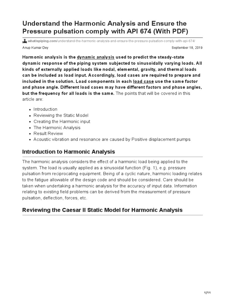 Understand The Harmonic Analysis and Ensure The Pressure Pulsation ...