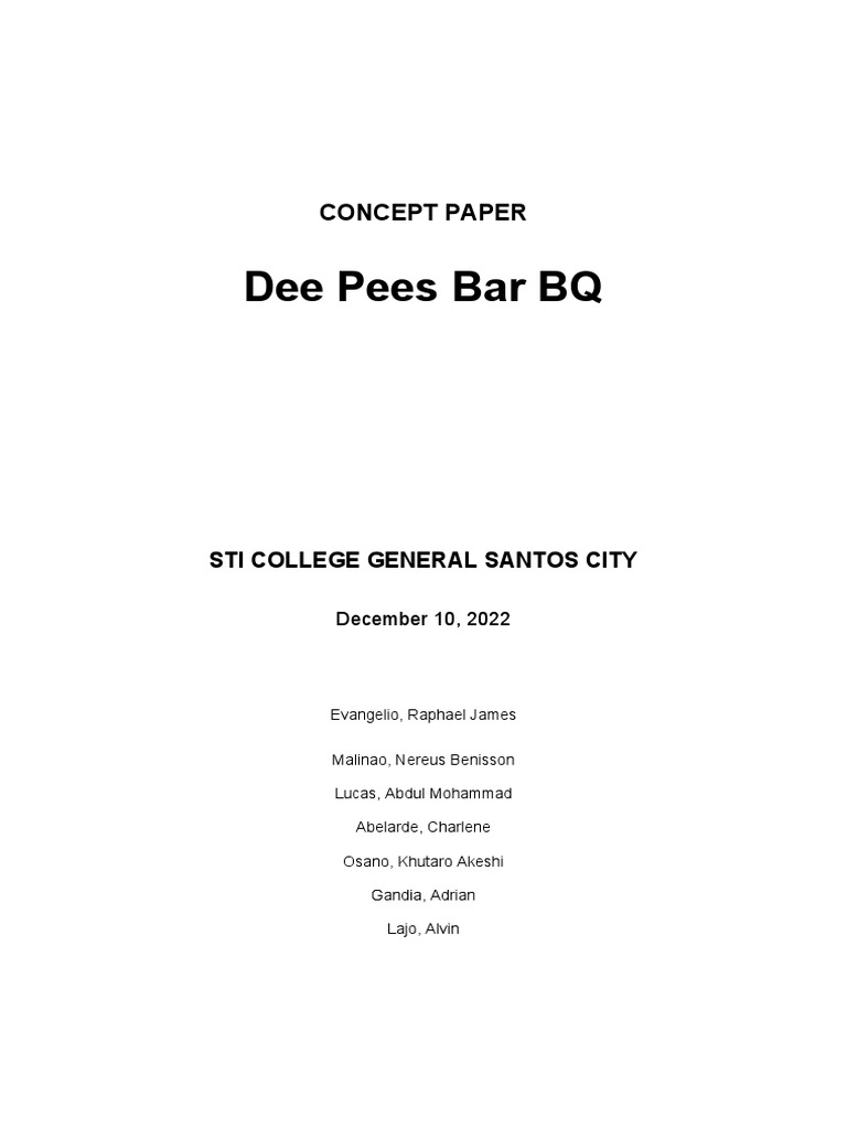Concept Paper | PDF | Restaurants | Foods