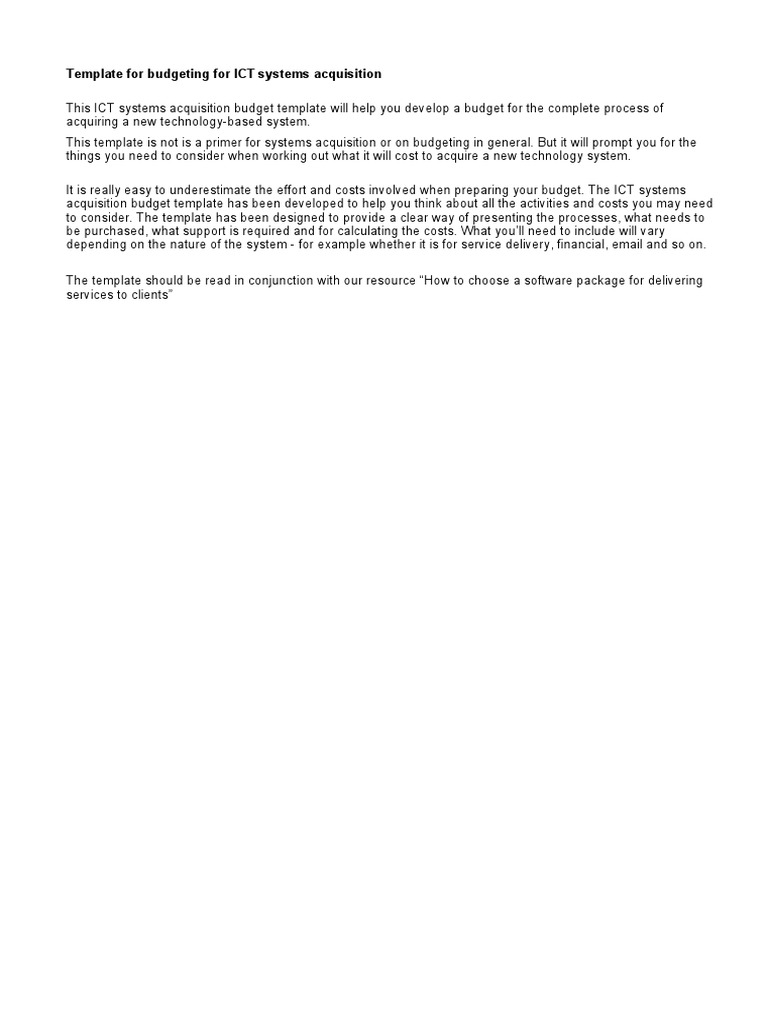 IT Systems Acquistion Budget Template | PDF | Computer Hardware ...