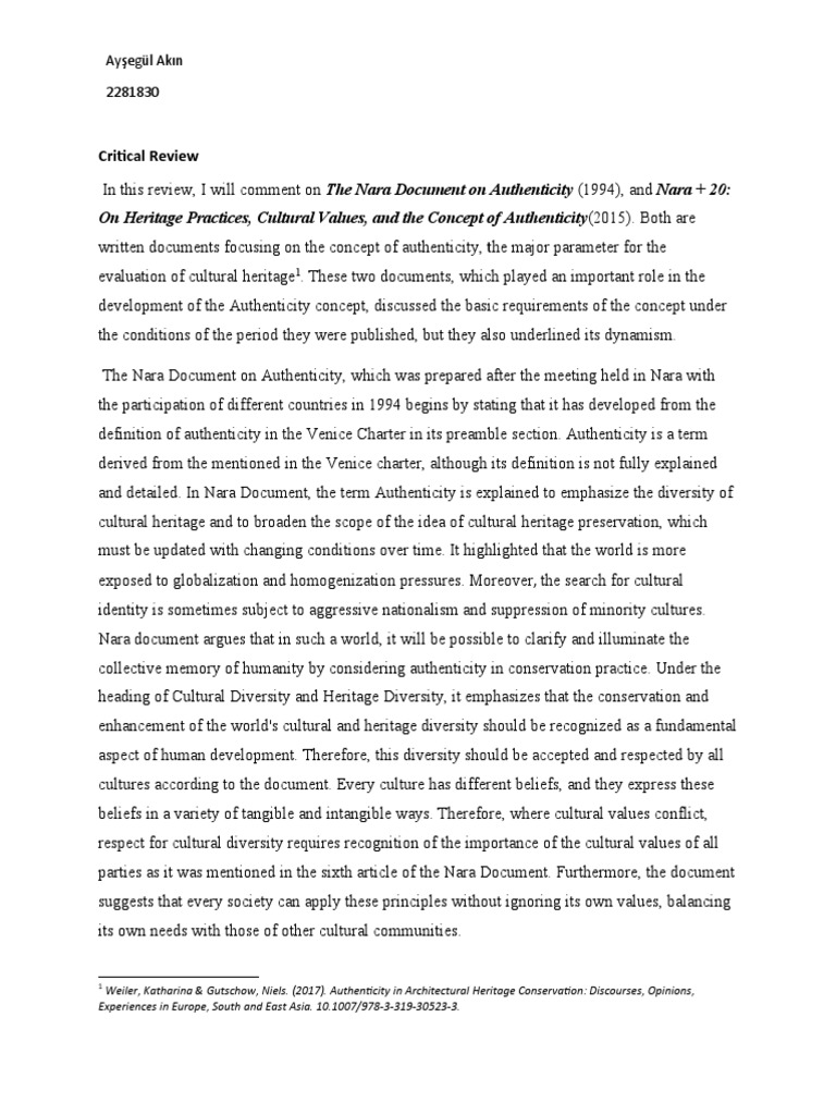 The Nara Document On Authenticity Review | PDF | Cultural Heritage ...