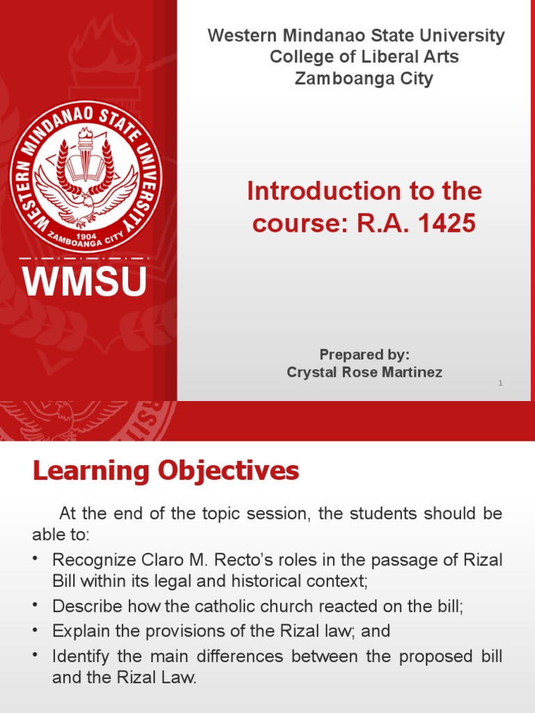 2 Introduction To The Course RA 1425 Aka The Rizal Law | PDF | Philippines