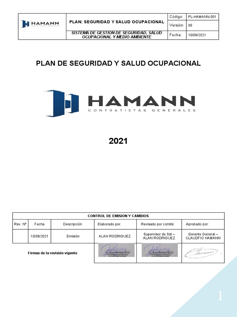 Plan de Seguridad y Salud Ocupacional Haman 2021 | PDF | Negocios | Finanzas y dinero