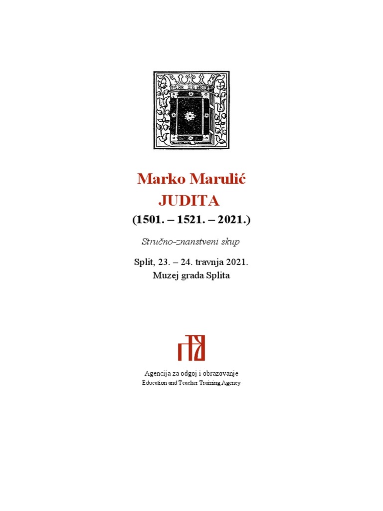 Press Marko Marulic Judita | PDF