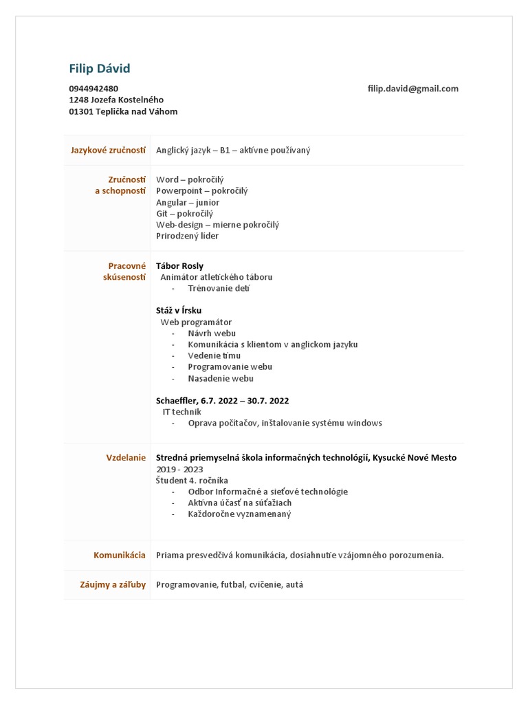 Strukturovany Zivotopis | PDF