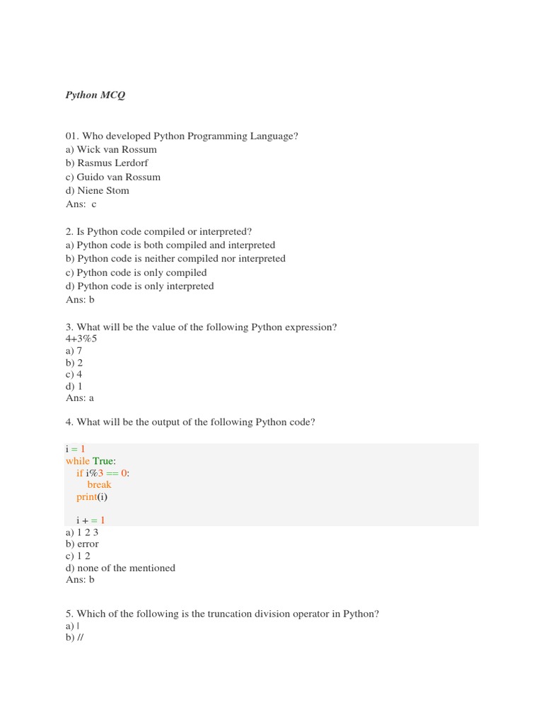 M3 R5 Python MCQ | PDF | Python (Programming Language) | Namespace
