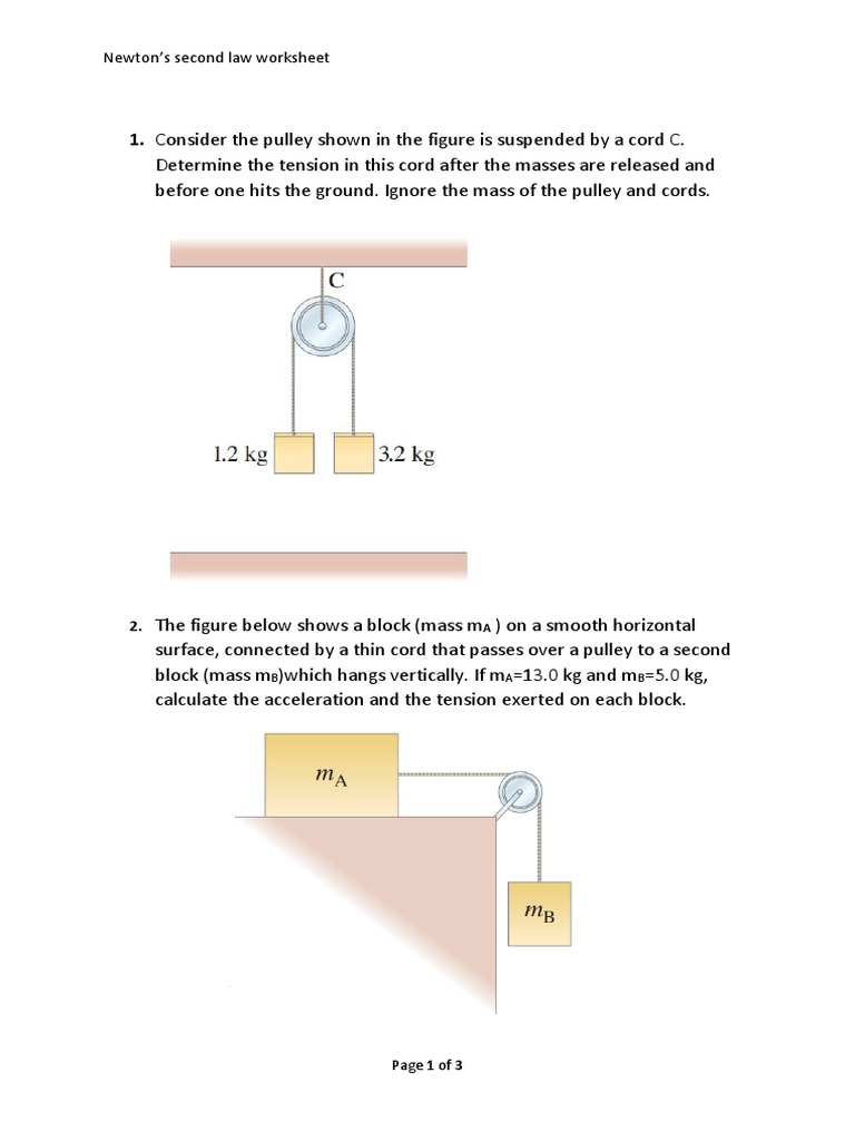 Newton S Second Law 11 IB Worksheet | PDF | Teaching Methods ...