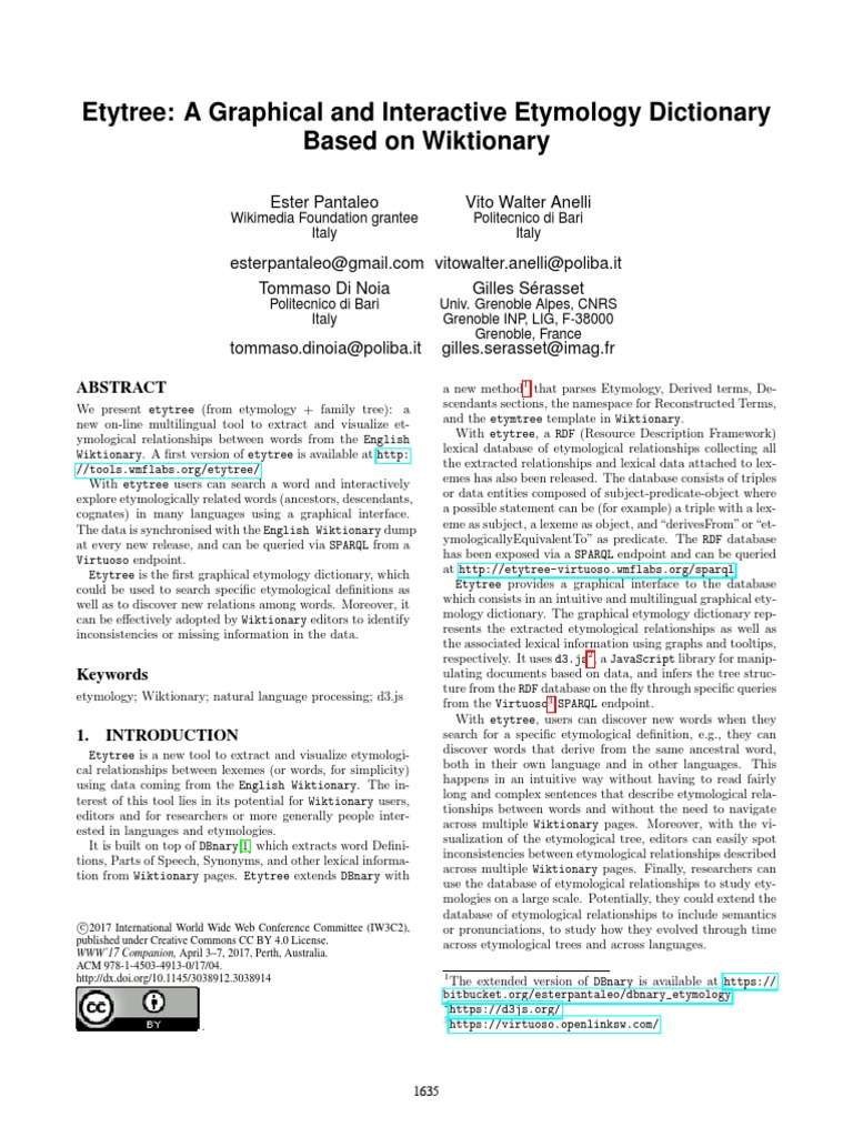 Ester Pantaleo, Vito Walter Anelli, Tommaso Di Noia, and Gilles Sérasset. 2017 | Download Free ...