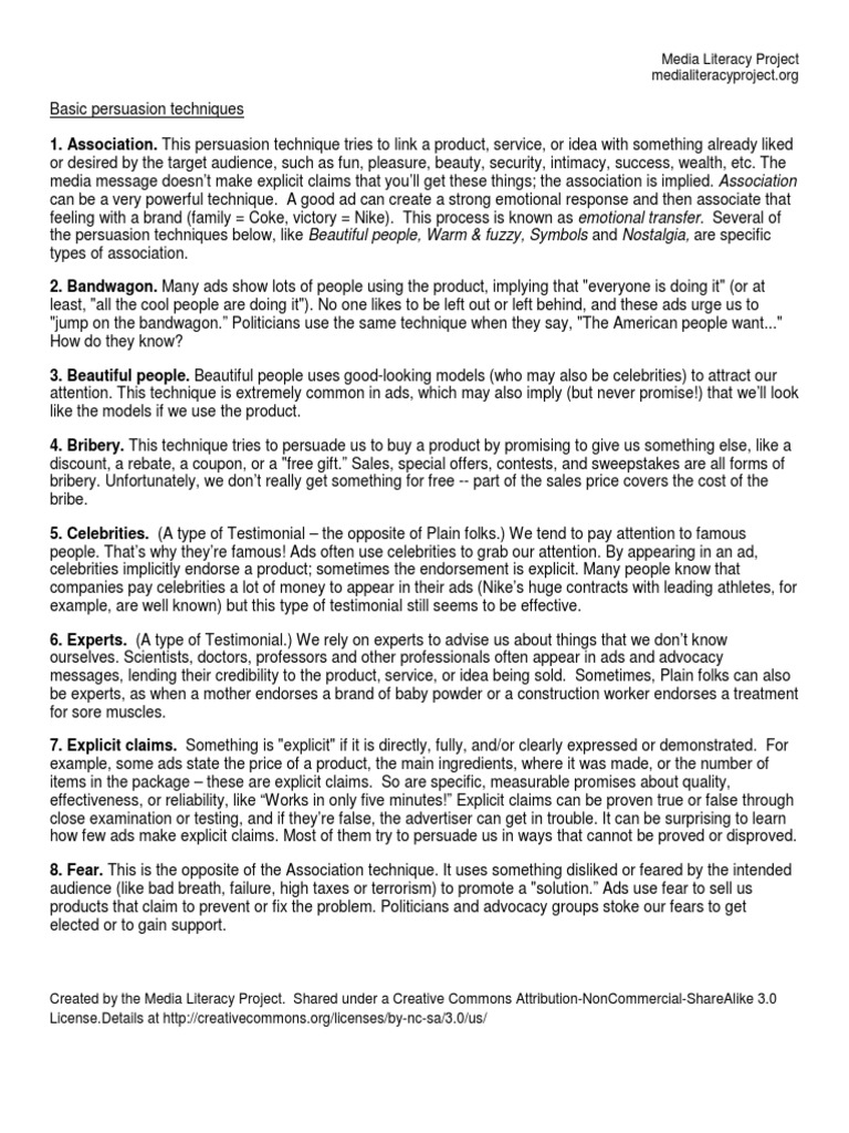 Persuasive Techniques: A Breakdown of Common Methods Used in Media to ...