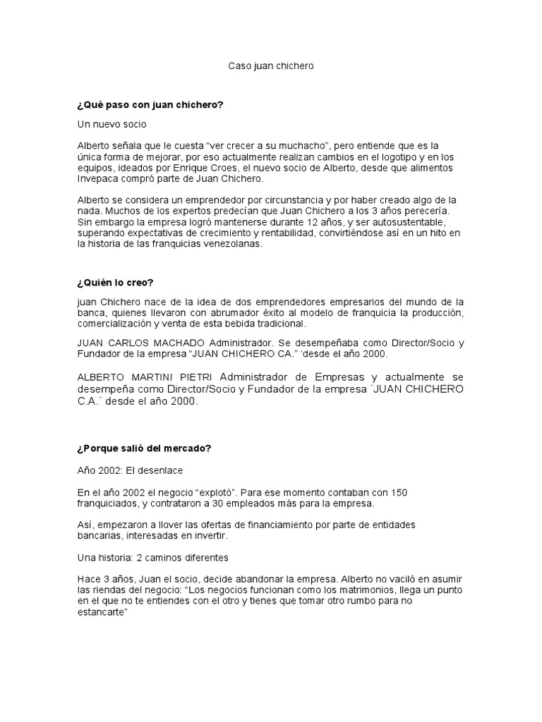 Evolución de Juan Chichero: Un Hito Empresarial | PDF