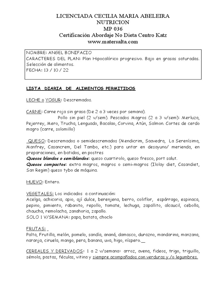 Hipocalorico Bonifacio Angel | PDF | Panes | Almuerzo