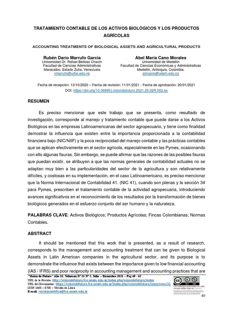 Tratamiento Contable de Activos Biológicos | PDF | normas ...