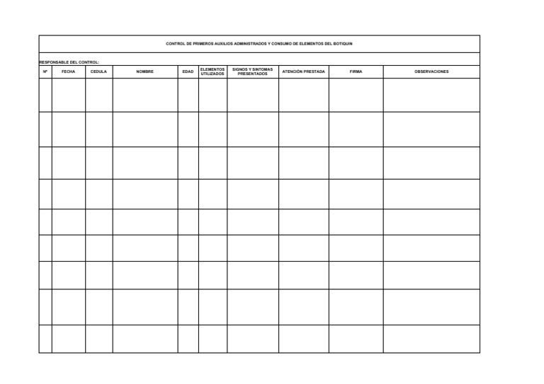 Formato Control Primeros Auxilios | PDF