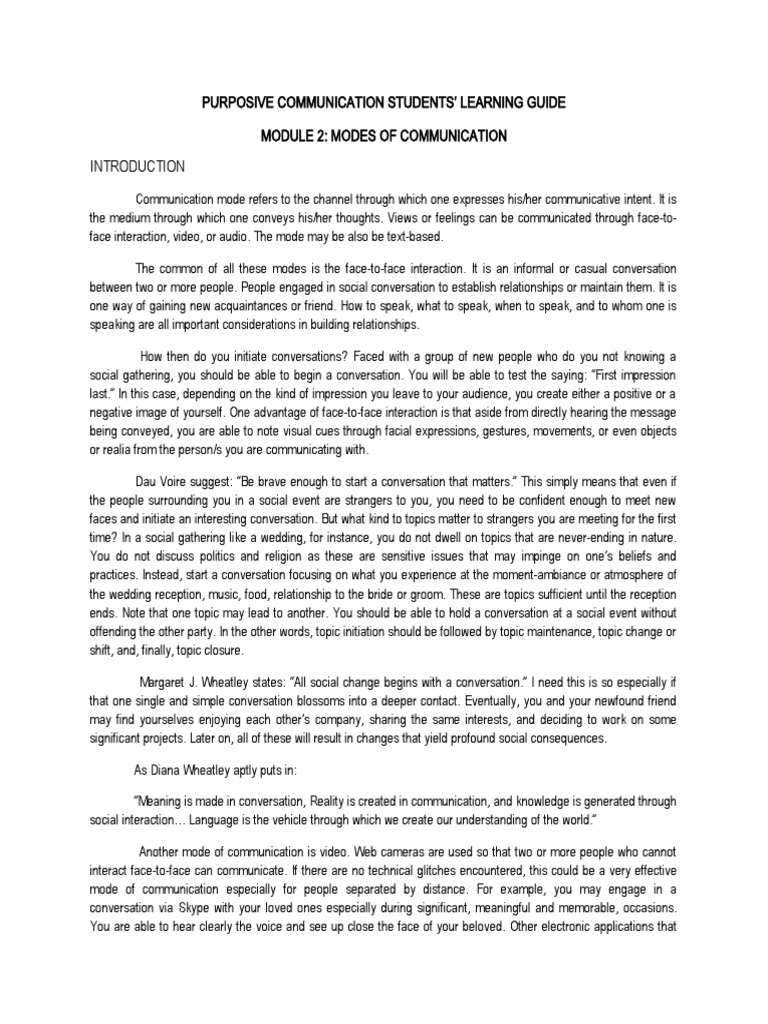 Module 2 Modes of Communication Lesson 1 Forms of Communication | PDF ...