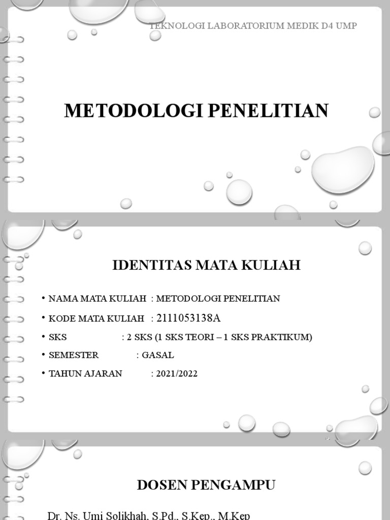 Penjelasan Perkuliahan Metodologi Penelitian | PDF
