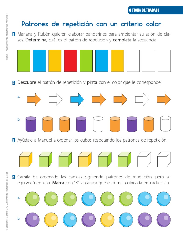 Hoja De Trabajo De Patrones De Cuarto Grado Sesion De Aprendizaje De