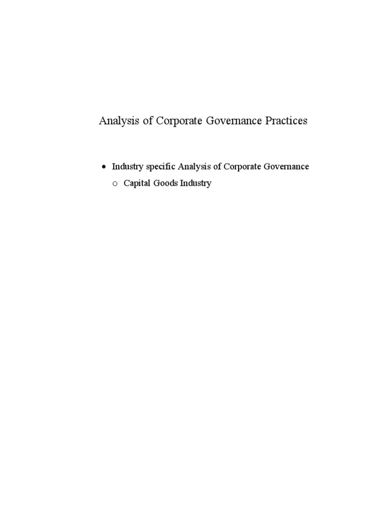 Analysis of Coporate Governance Practices - Project | PDF | Corporate ...
