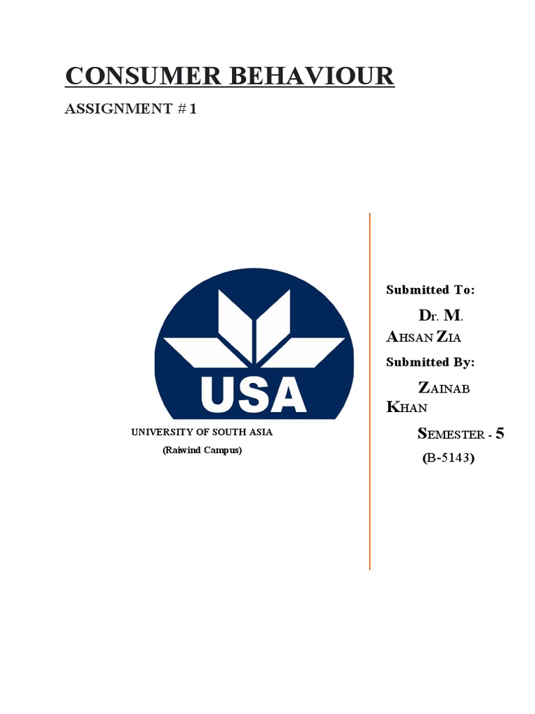 Consumer Behaviour (Assignment # 1) | PDF | Consumer Behaviour | Behavior