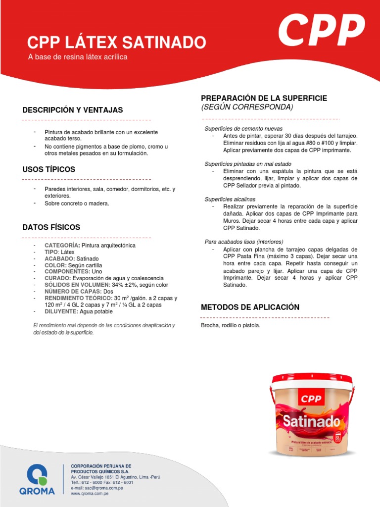 1004 CPP Latex Satinado | PDF | Pintar | Química
