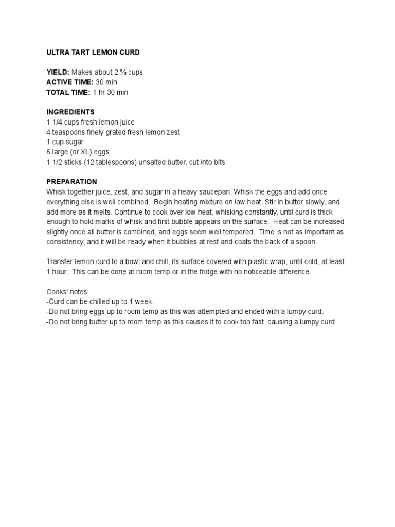 Final Lemon Curd PDF | PDF