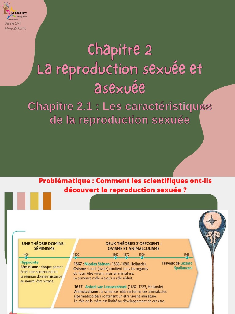 Chapitre 2 La Reproduction Sexuée Et Asexuée Chapitre 2.1 Les Caractéristiques de La ...