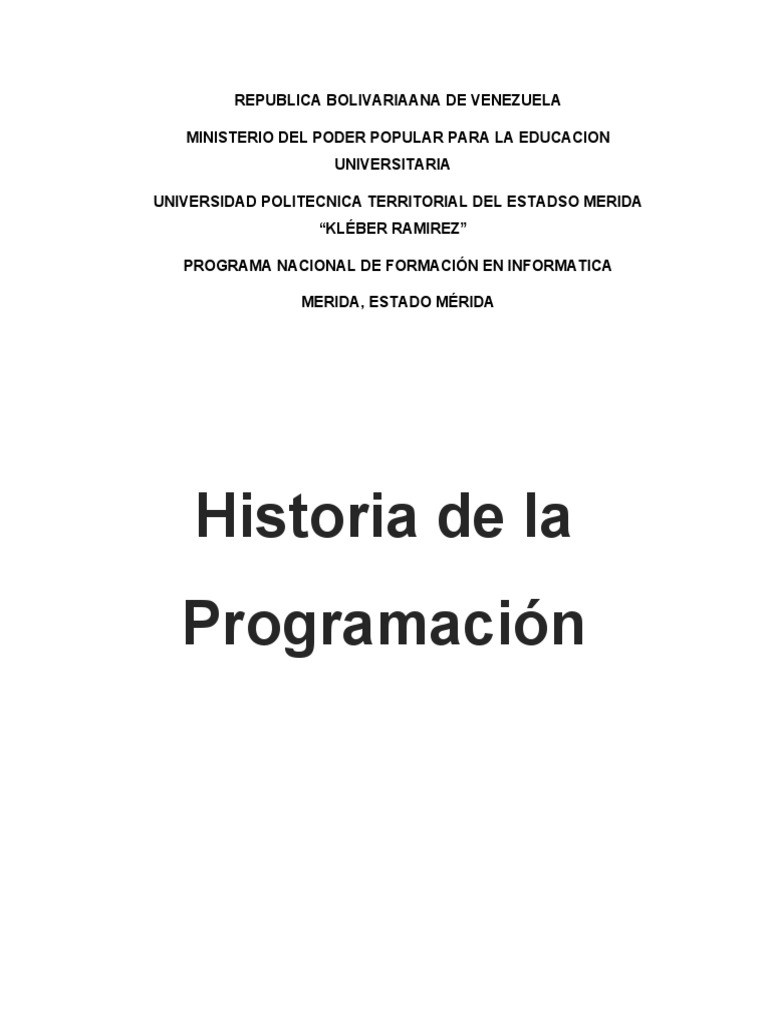 Historia de La Programacion | PDF | Lenguaje de programación ... Historia de La Programacion | PDF | Lenguaje de programación ...