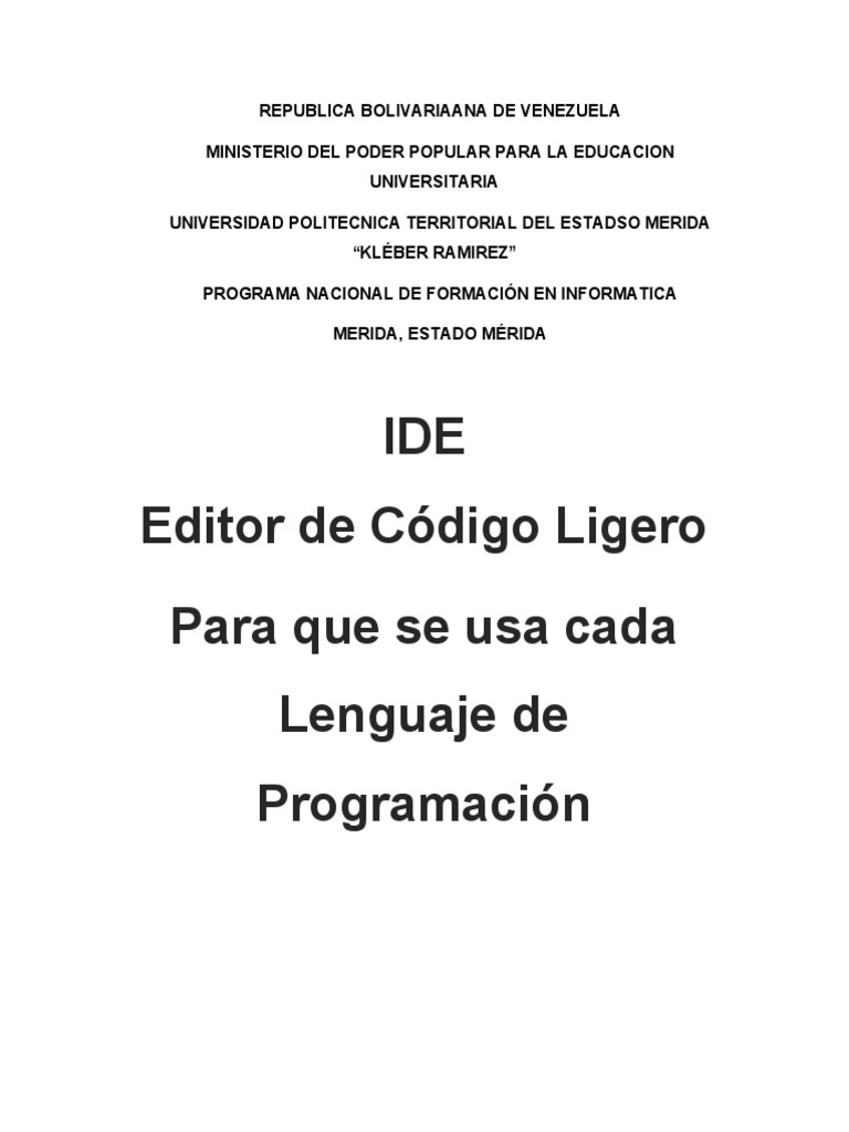 Guía de IDEs y Editores de Código | PDF | Lenguaje de programación | Entorno de desarrollo integrado