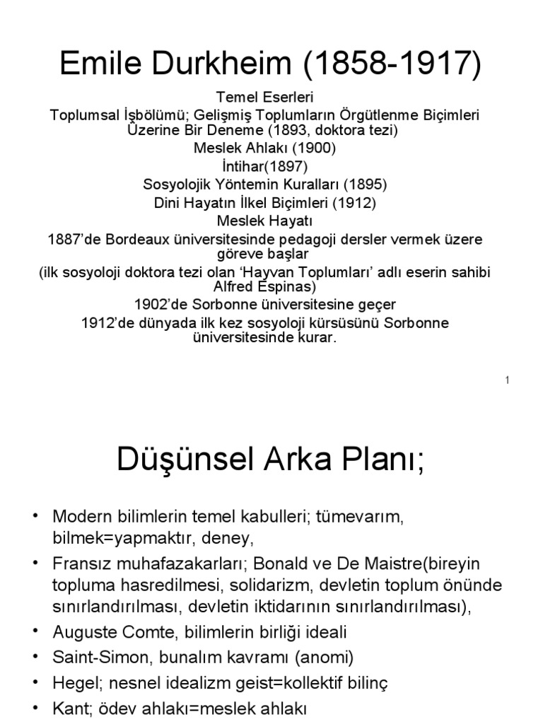 Emile Durkheim 1858 1917 Pdf