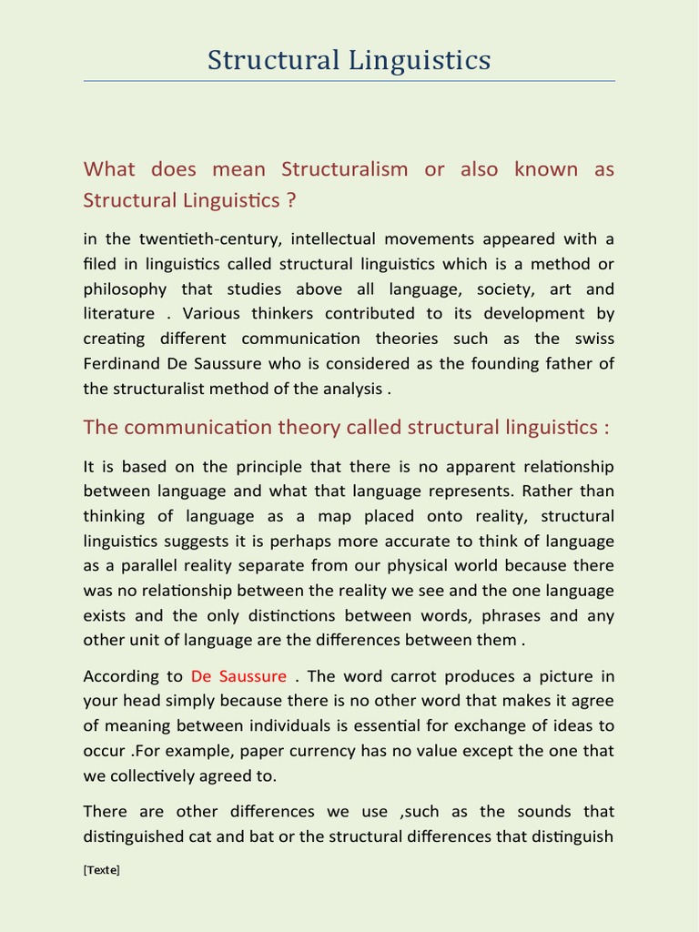 Structural Linguistics | PDF | Linguistics | Philosophical Movements