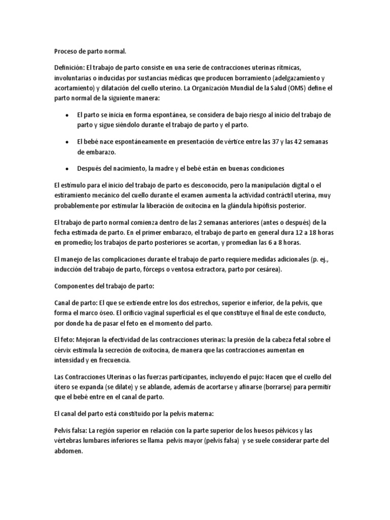 Proceso de Parto Normal | PDF | Parto | Pelvis