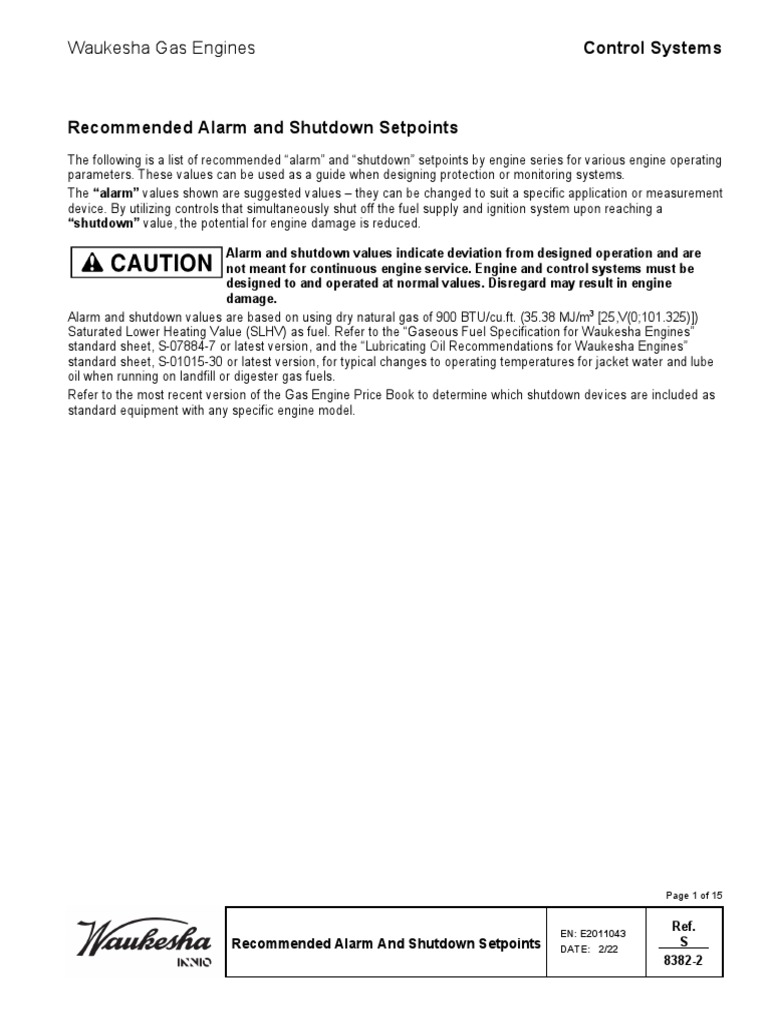 Waukesha Gas Engines: Control Systems | PDF | Water | Pressure