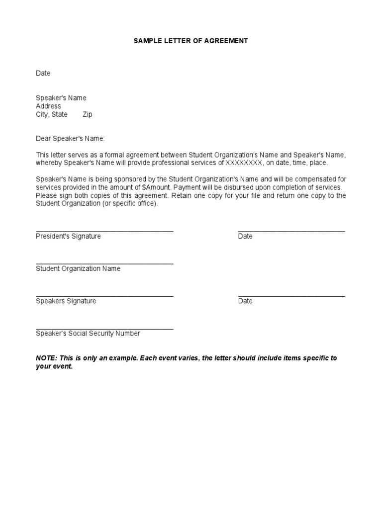 Sample Letter of Agreement | PDF