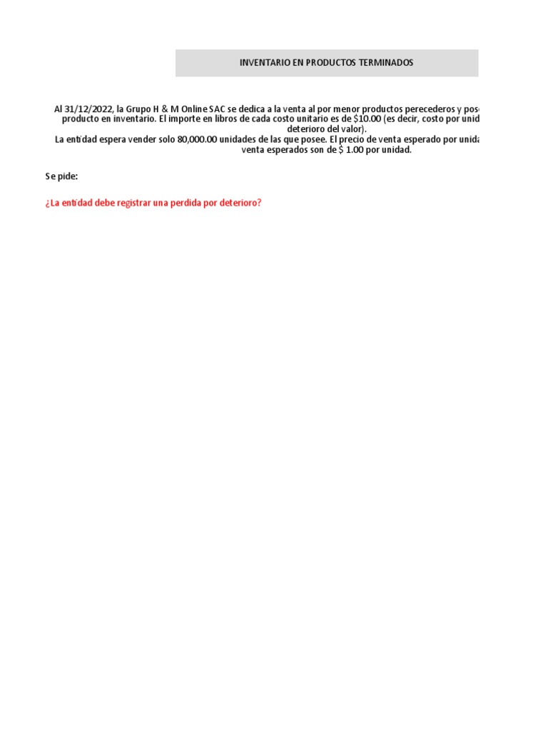 Ejercicio Nic 2 | PDF | Inventario | Procesos de negocio