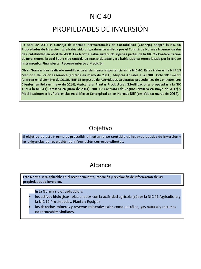 NIC 40 Propiedades de Inversión | Descargar gratis PDF | normas ...