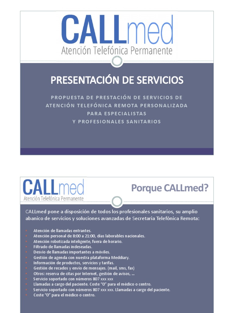 Presentacion CALLmed | PDF | Centro de llamadas | Internet