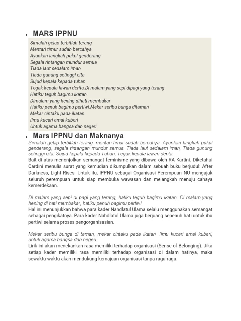 Mars Ippnu | PDF | Puisi