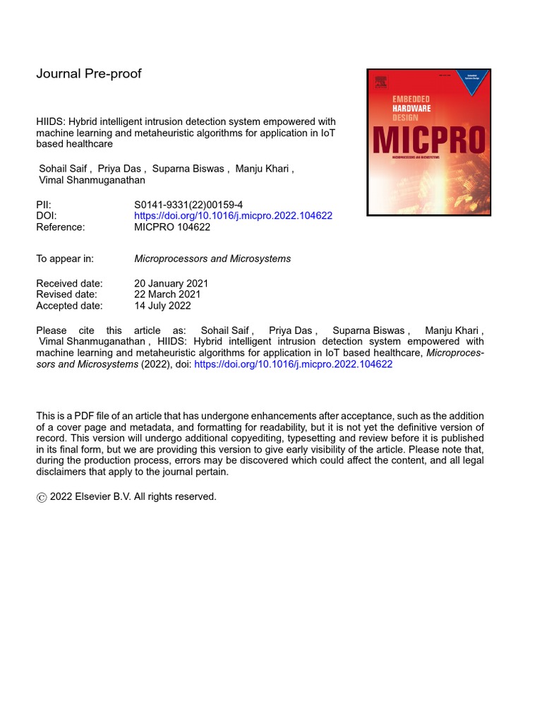 Journal Pre-Proof: Microprocessors and Microsystems | PDF | Machine ...