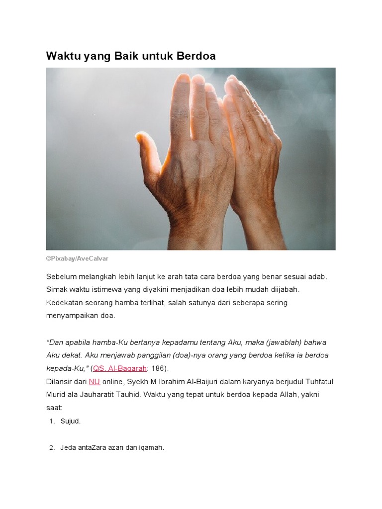 Waktu Mustajab untuk Berdoa | PDF