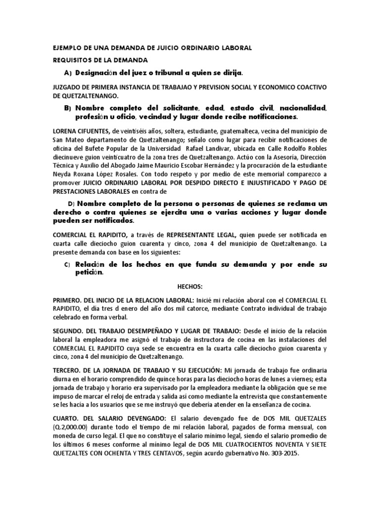 Ejemplo Demanda Laboral | PDF