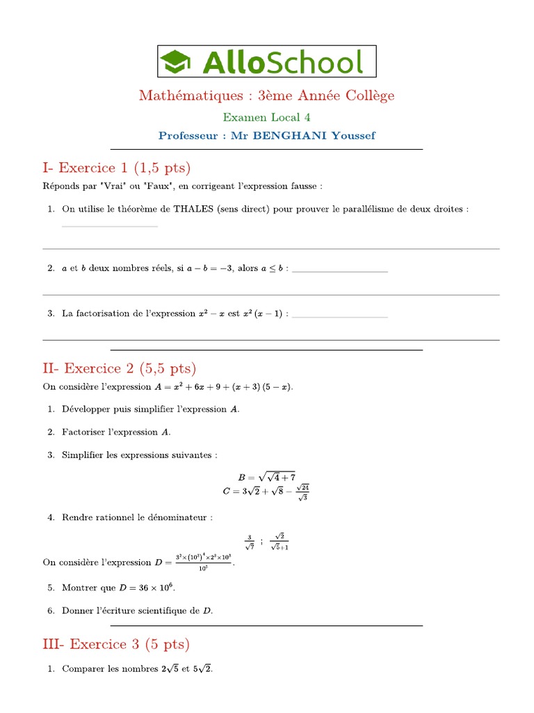 Maths 3ac Examen Local 4 1 | PDF