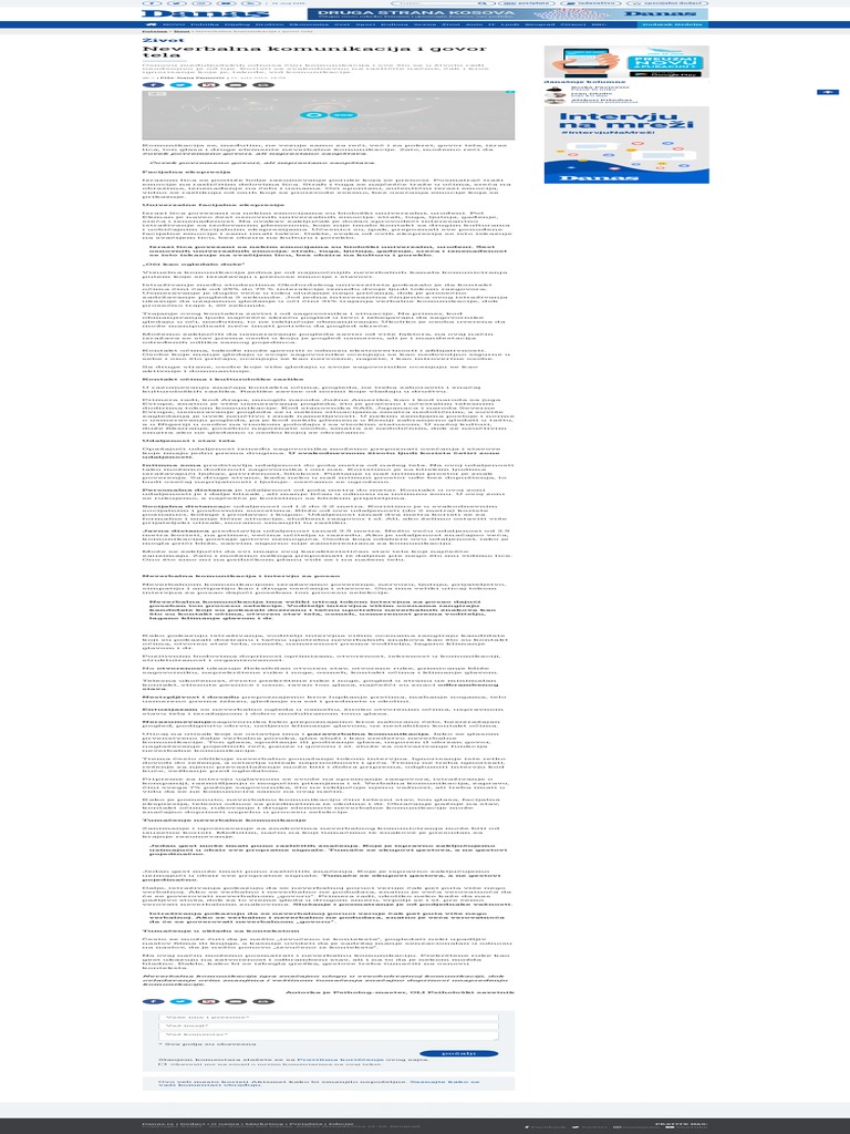 Neverbalna Komunikacija I Govor Tela - Dnevni List Danas | PDF
