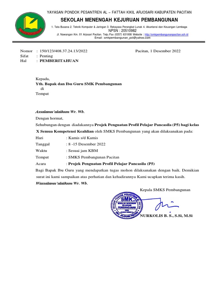 Surat Pemberitahuan P5 | PDF