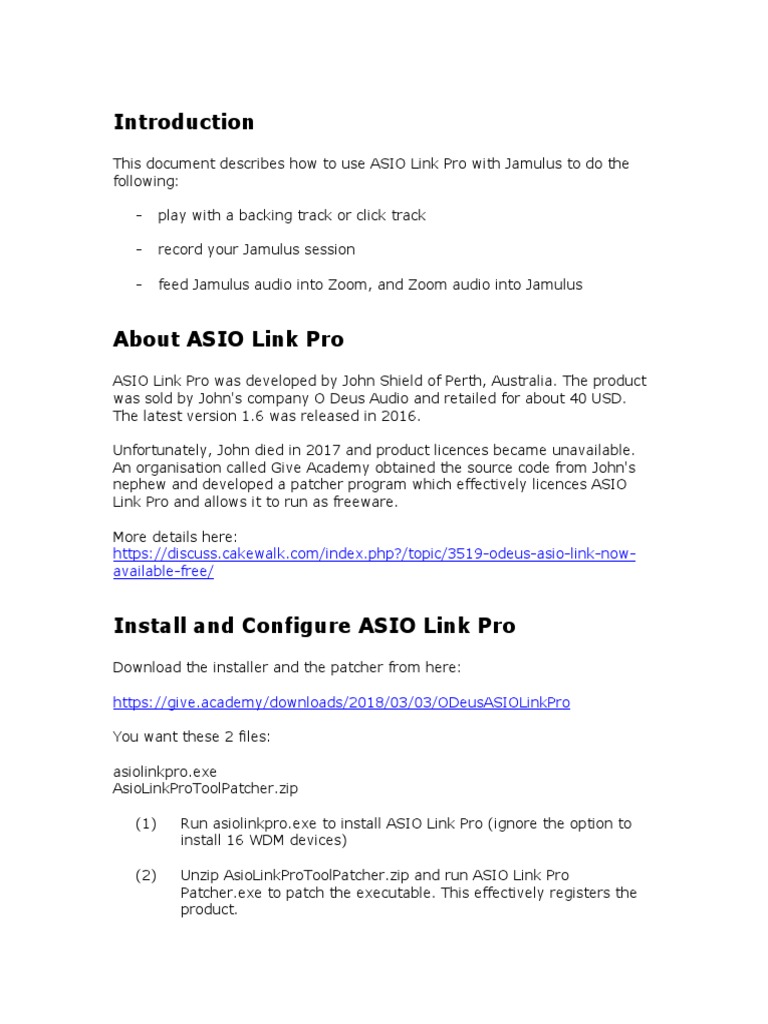 Jamulus and ASIO Link Pro | PDF | Computer Architecture | Computing